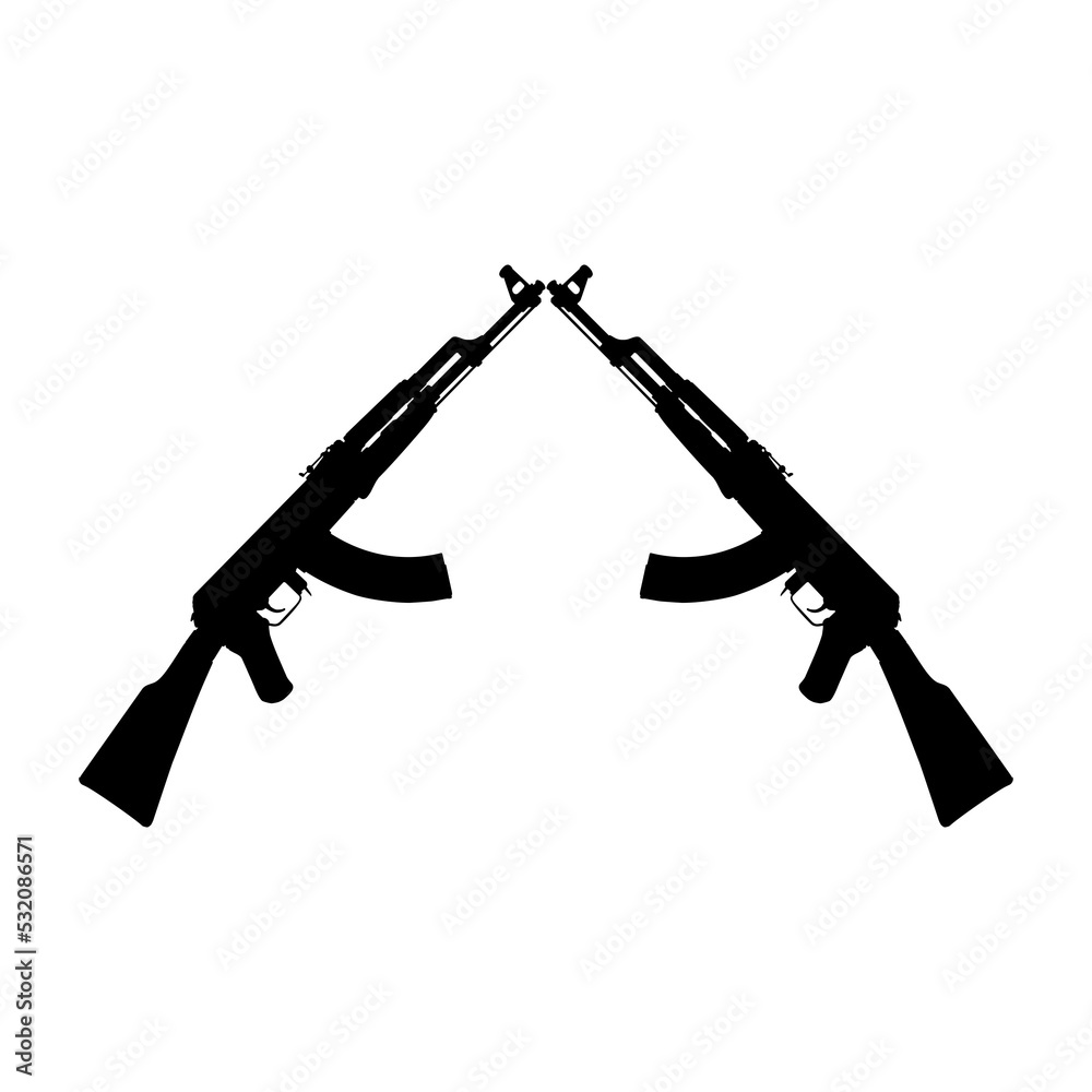 Ilustración de Stock Silhouette of the AK 47 Gun for Pictogram or Graphic Design Element. Format ...