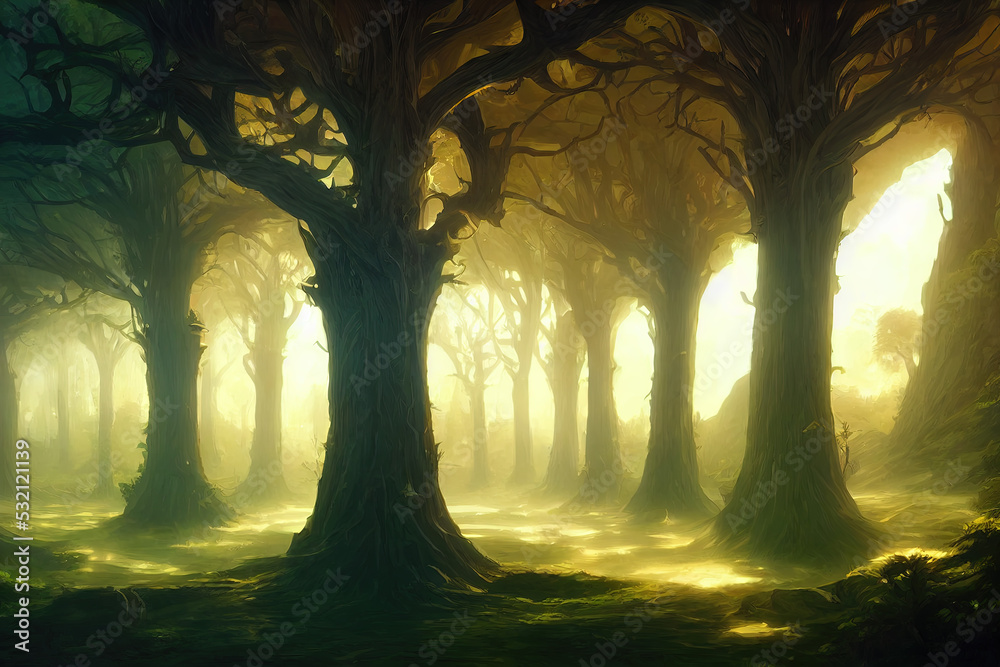 Eternal Legendary Forever Majestic Deep Forest Life Trees. Fantasy ...