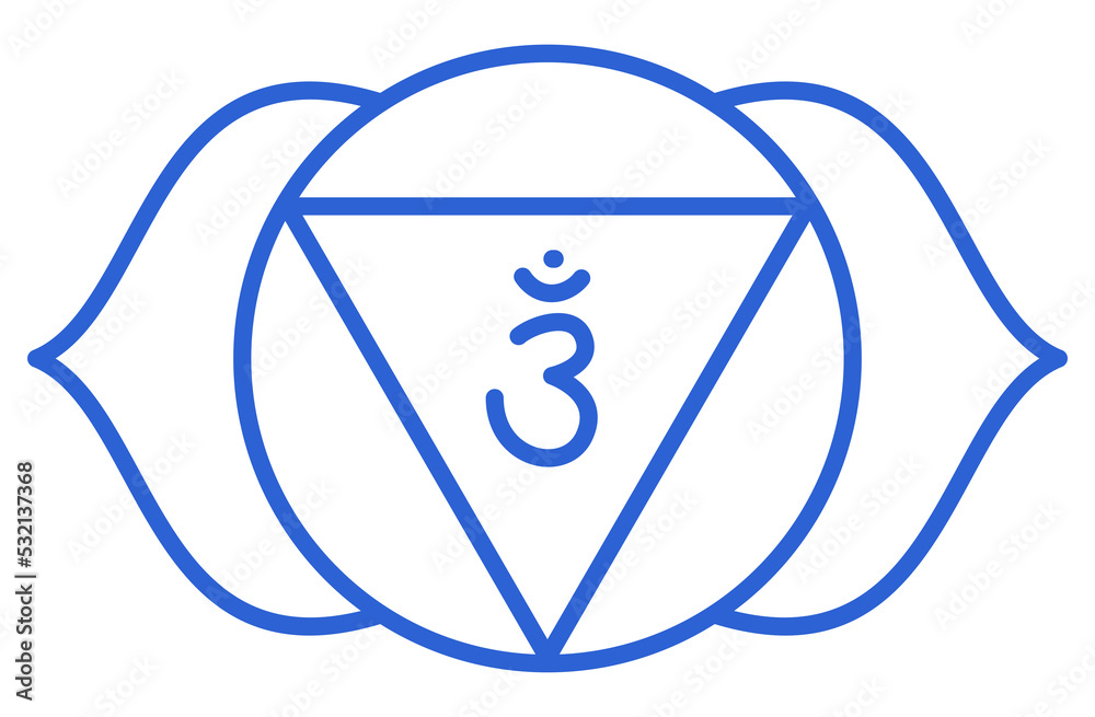 Ajna chakra symbol. Yoga icon. Pencil drawing. Hand drawn art. Om sign ...