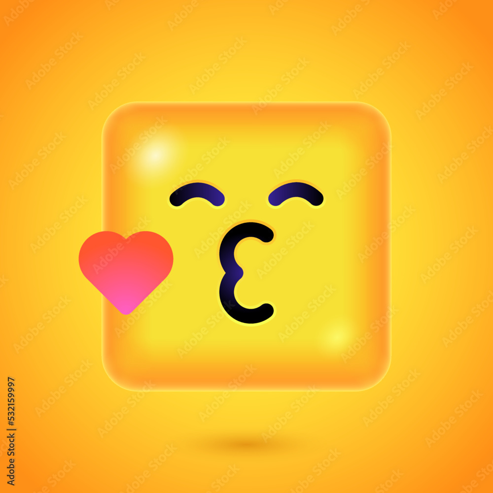 Square Emoticon. Yellow Emoji faces emoticon smile, digital smiley ...