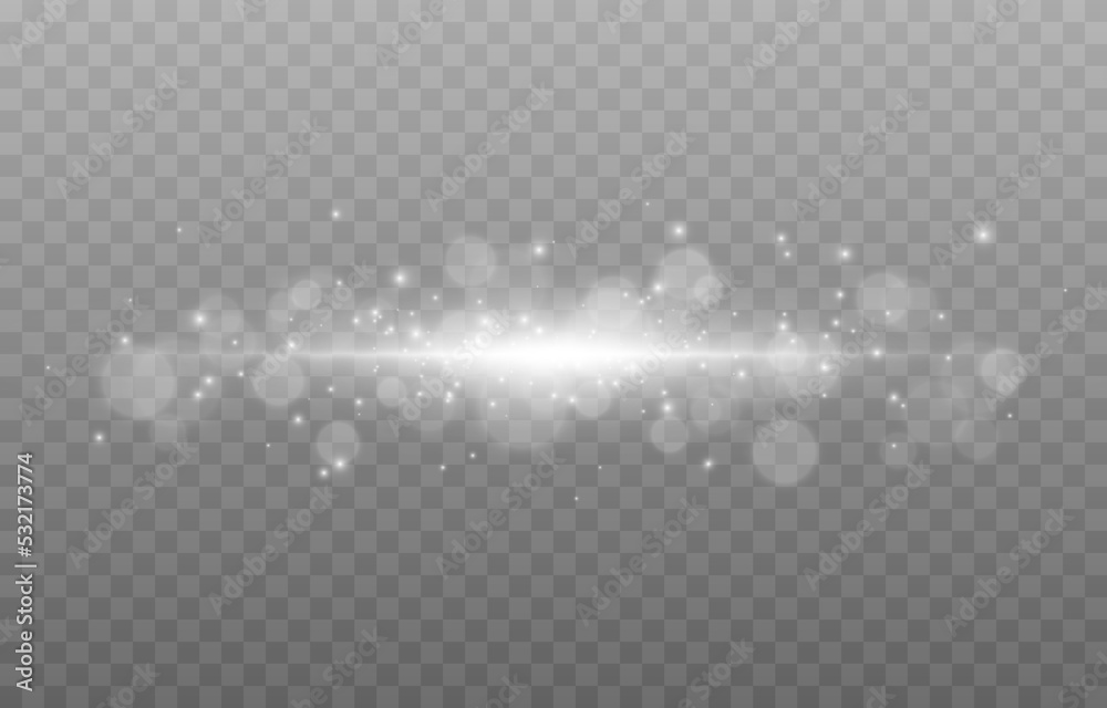 Vector flash of light on isolated transparent background. magic blur ...