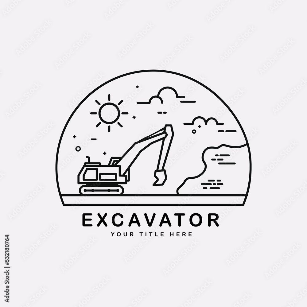 simple excavator illustration Stock Vector | Adobe Stock