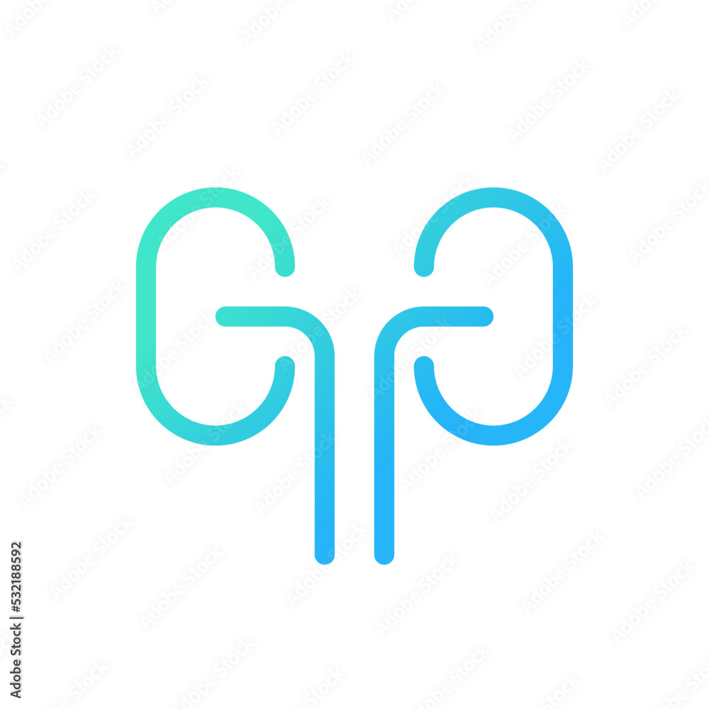 Kidneys pixel perfect gradient linear ui icon. Organ transplantation ...