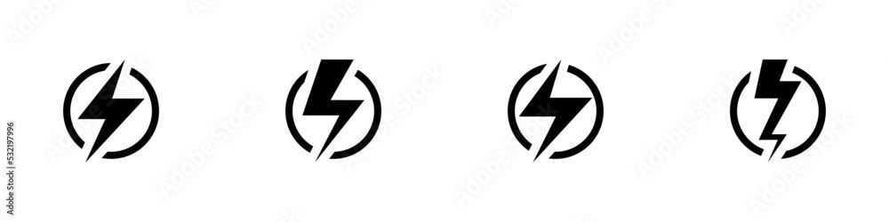 Vector de Stock Conjunto de iconos de rayo sobre círculo. Concepto de ...