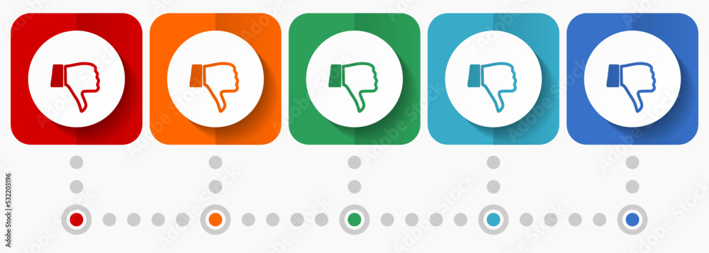 Dislike, unlike vector icons, infographic template, set of flat design ...