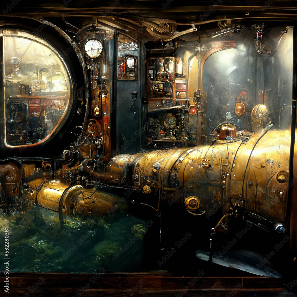 Steampunk fantasy: adventure and exploration of the deep sea with a ...