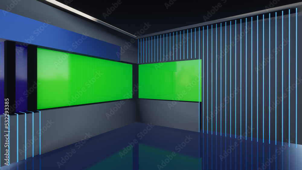 Virtual Studio Background Illustration set 3d Stock Illustration ...