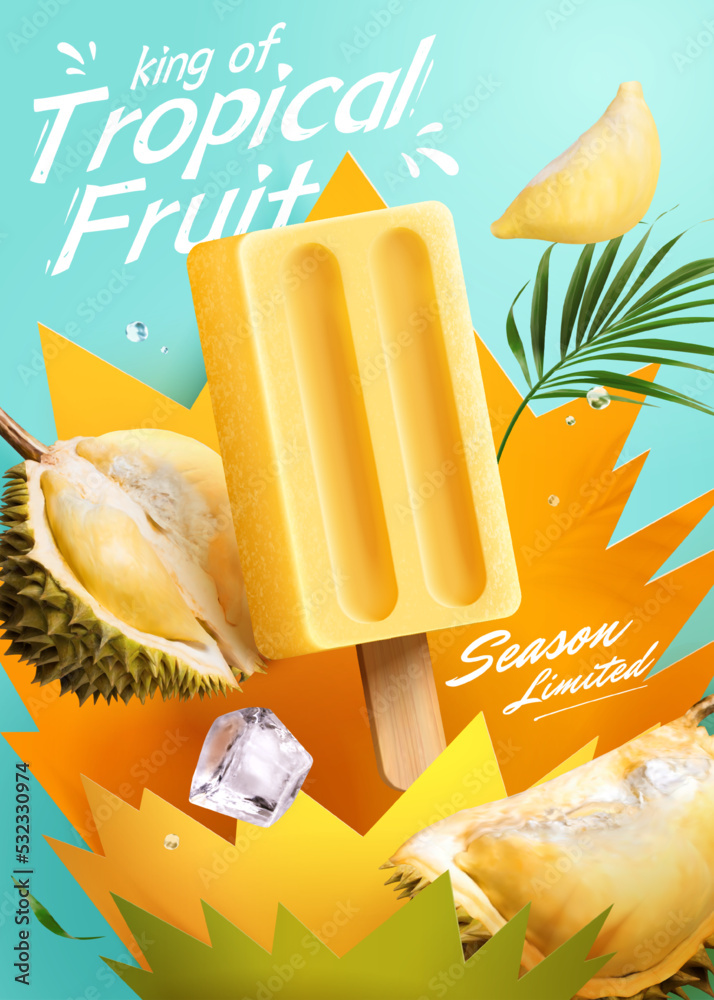 Durian tropical fruit popsicle ad Stock Vector | Adobe Stock