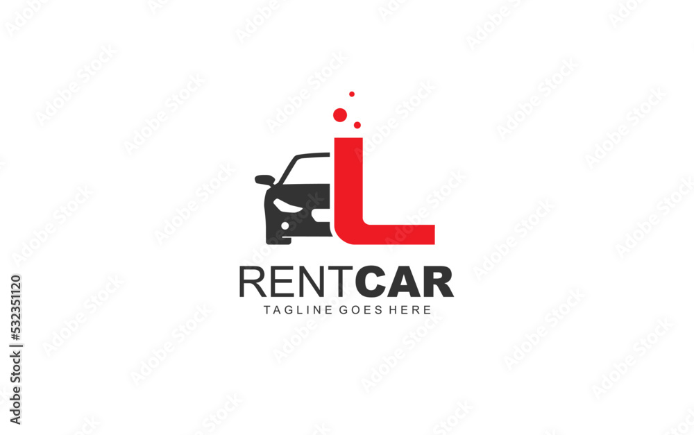 L logo rental for branding company. transportation template vector ...