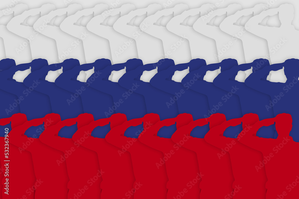 Russian army call-up. Young men gather for a military exercise ...