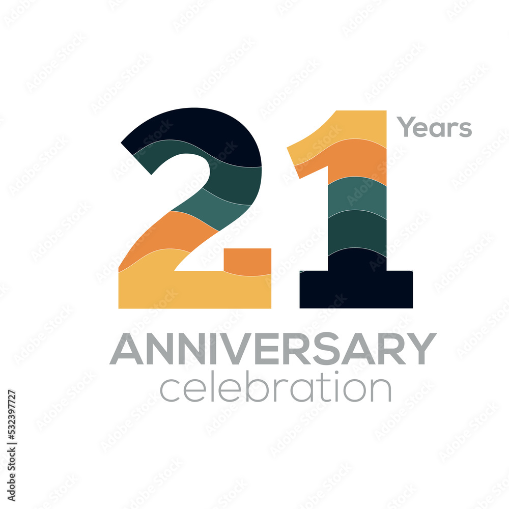 21st Anniversary Logo Design, Number 21 Icon Vector Template.Minimalist ...