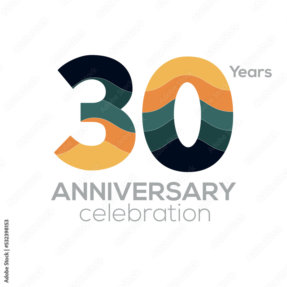 30th Anniversary Logo Design, Number 30 Icon Vector Template.Minimalist ...