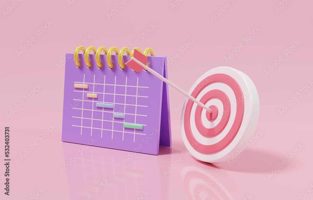 Gantt chart on paper calendar with target, business paln and Gantt ...