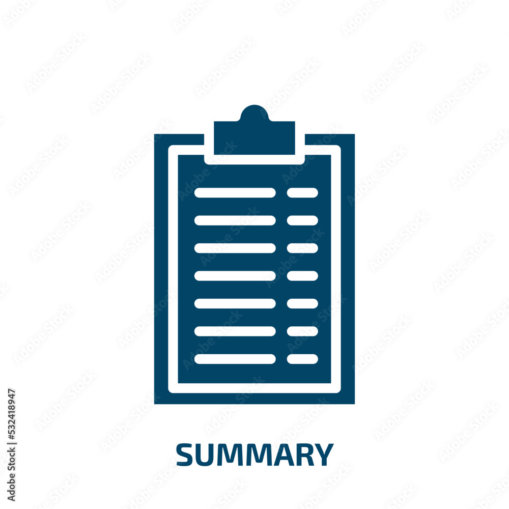 summary icon from technology collection. Filled summary, report, data ...