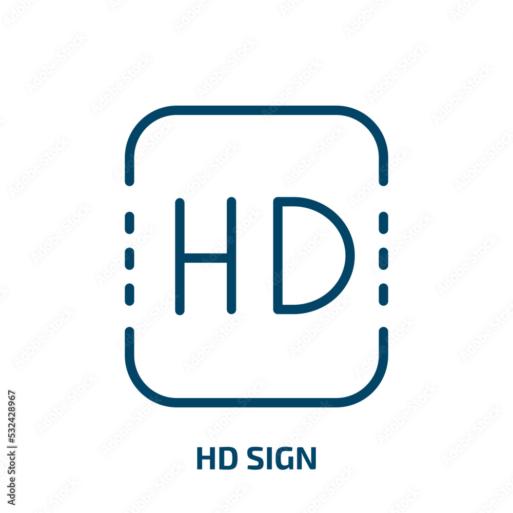hd sign icon from cinema collection. Filled hd sign, video, movie glyph ...