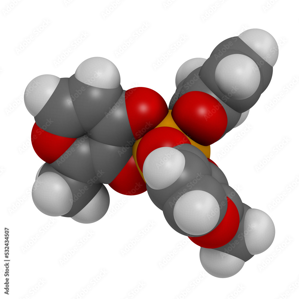 Ferric maltol iron deficiency drug molecule, 3D rendering. Stock ...