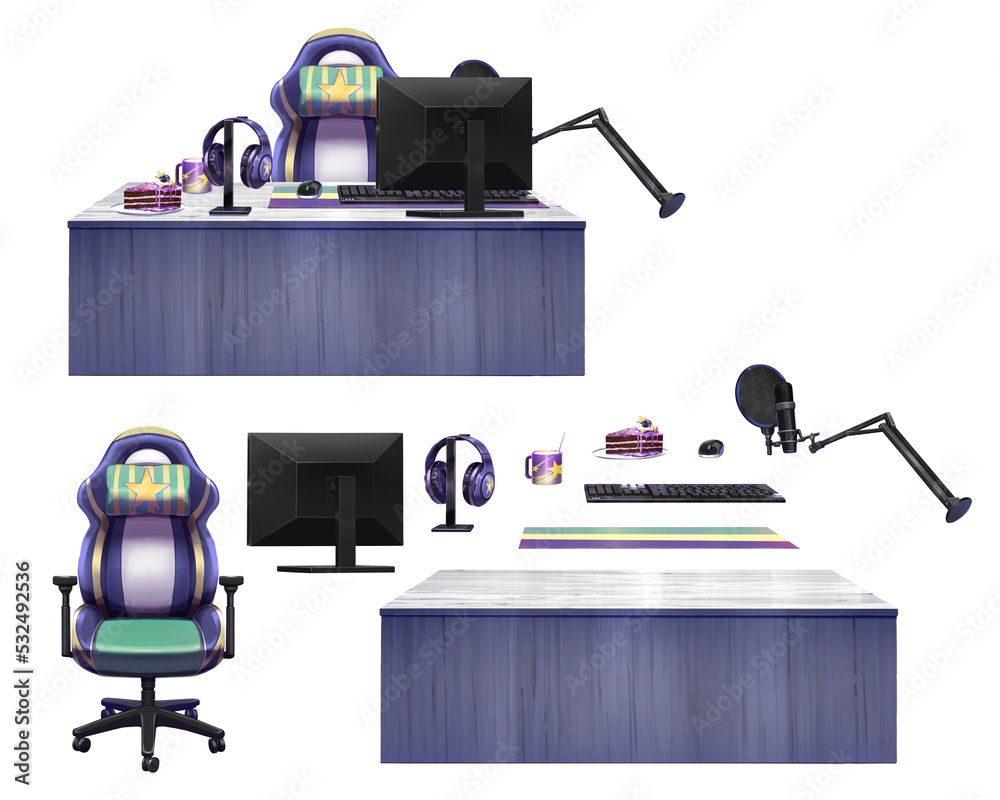Vtuber background Asset Include gaming computer assets set and ...