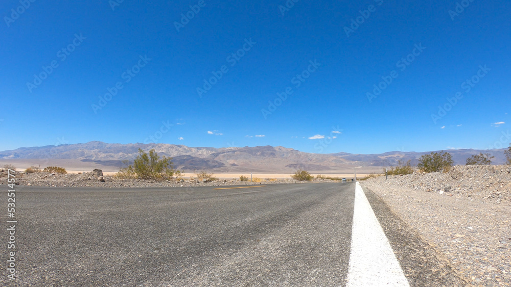 State Route 190 crossing Panamint Valley in Death Valley National Park ...