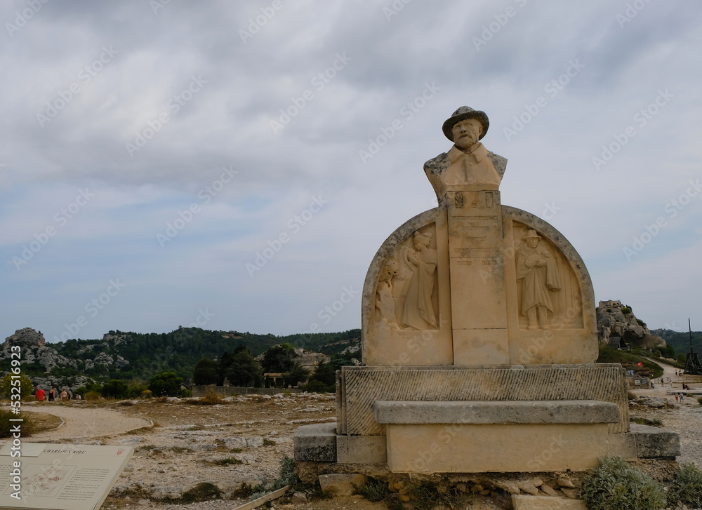 Les Baux-de-Provence, France. September 17, 2022. Monument to the local ...