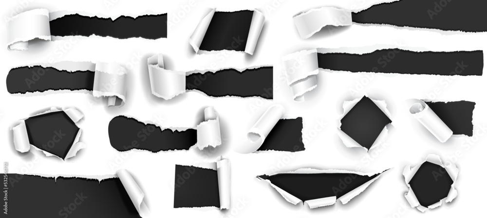 Collection black paper isolated on white. Vector Stock Vector | Adobe Stock