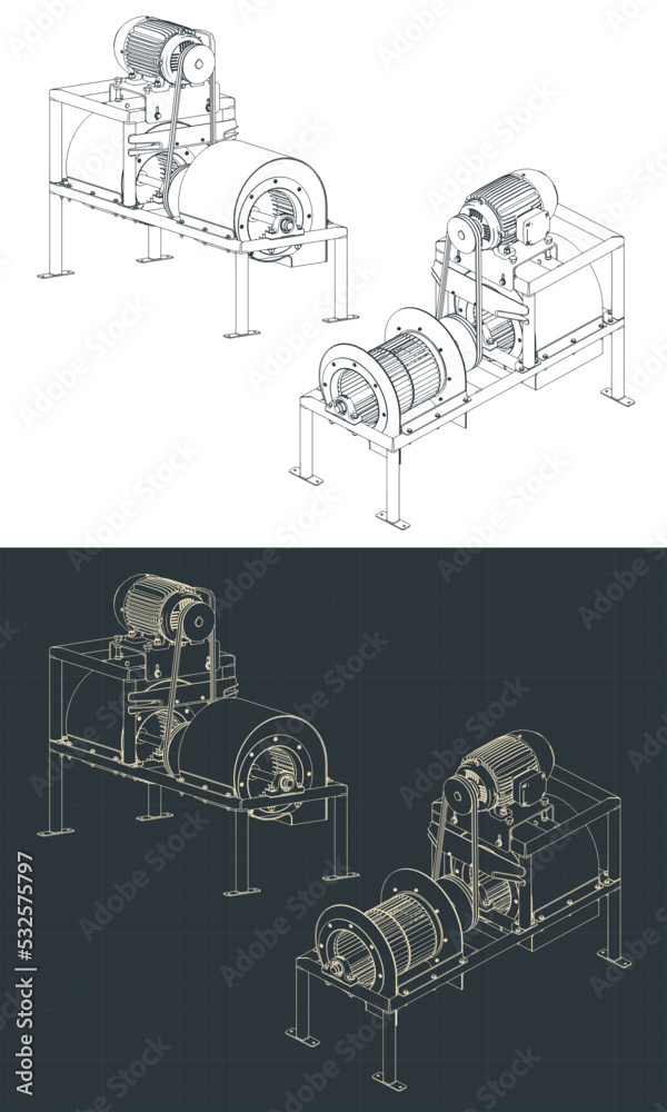 Industrial centrifugal air blower blueprints Stock Vector | Adobe Stock