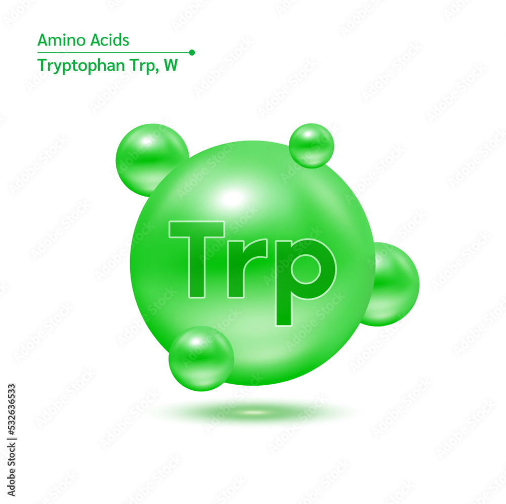 Tryptophan acid amino capsules vitamins complex minerals. 3D Model of ...