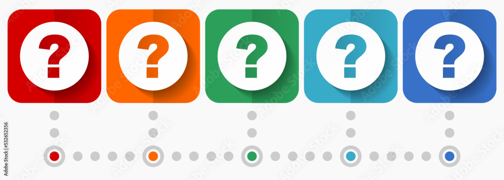 Question mark vector icons, infographic template, set of flat design ...