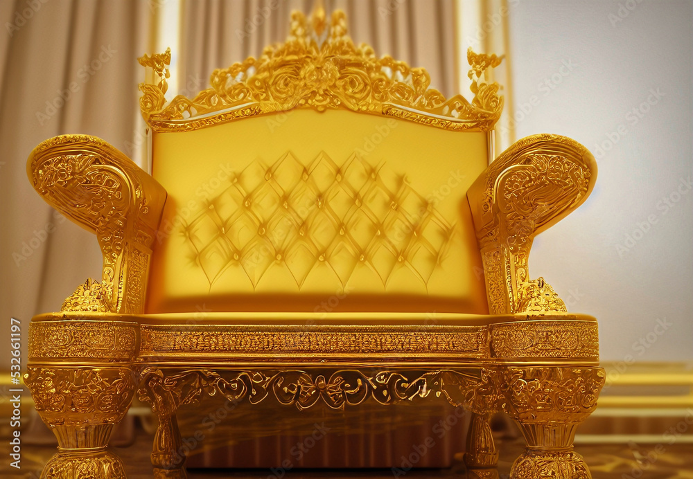 3d graphic illustration of empty golden royal king throne Stock ...