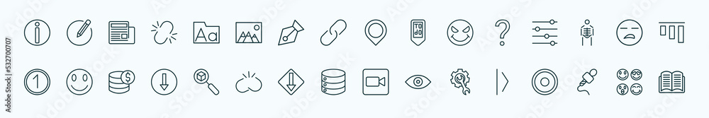 special lineal user interface icons set. outline icons such as information, fonts, point at ...