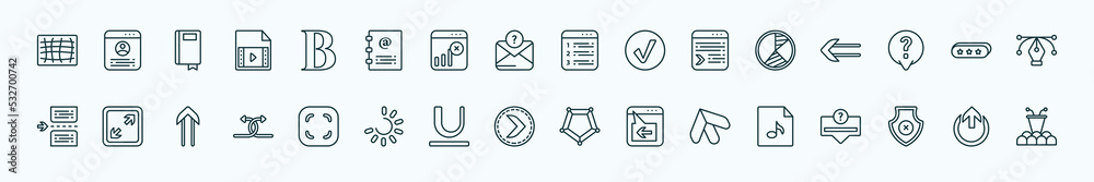 special lineal user interface icons set. outline icons such as mesh, bold text, numbering, pie ...
