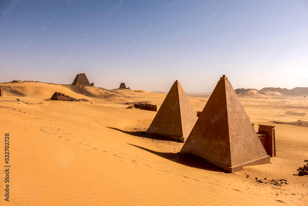 Famous pyramids of Meroe in the Sahara desert Stock Photo | Adobe Stock