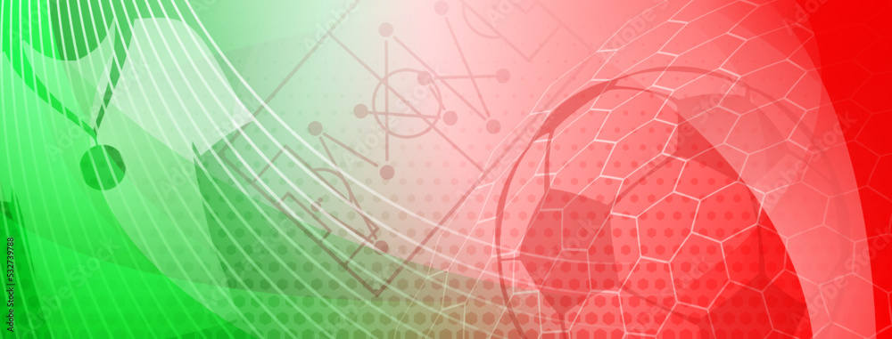 Abstract background on a football theme with big ball and other soccer ...