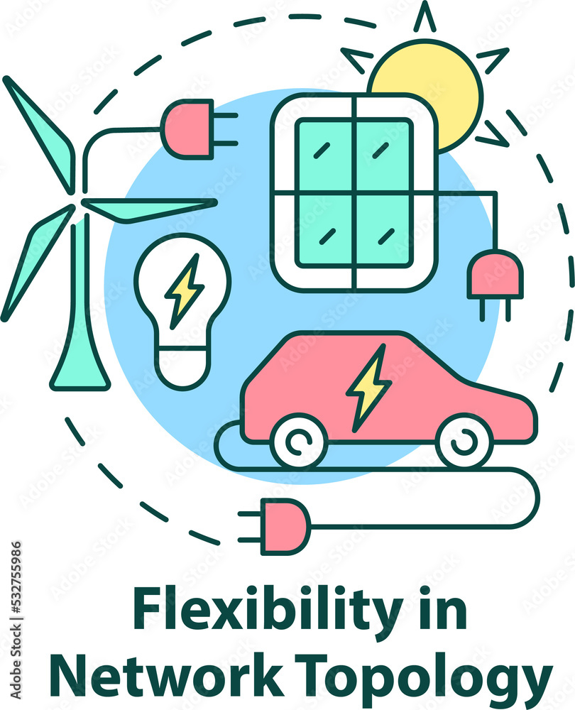 Flexibility in network topology concept icon. Smart grid features ...