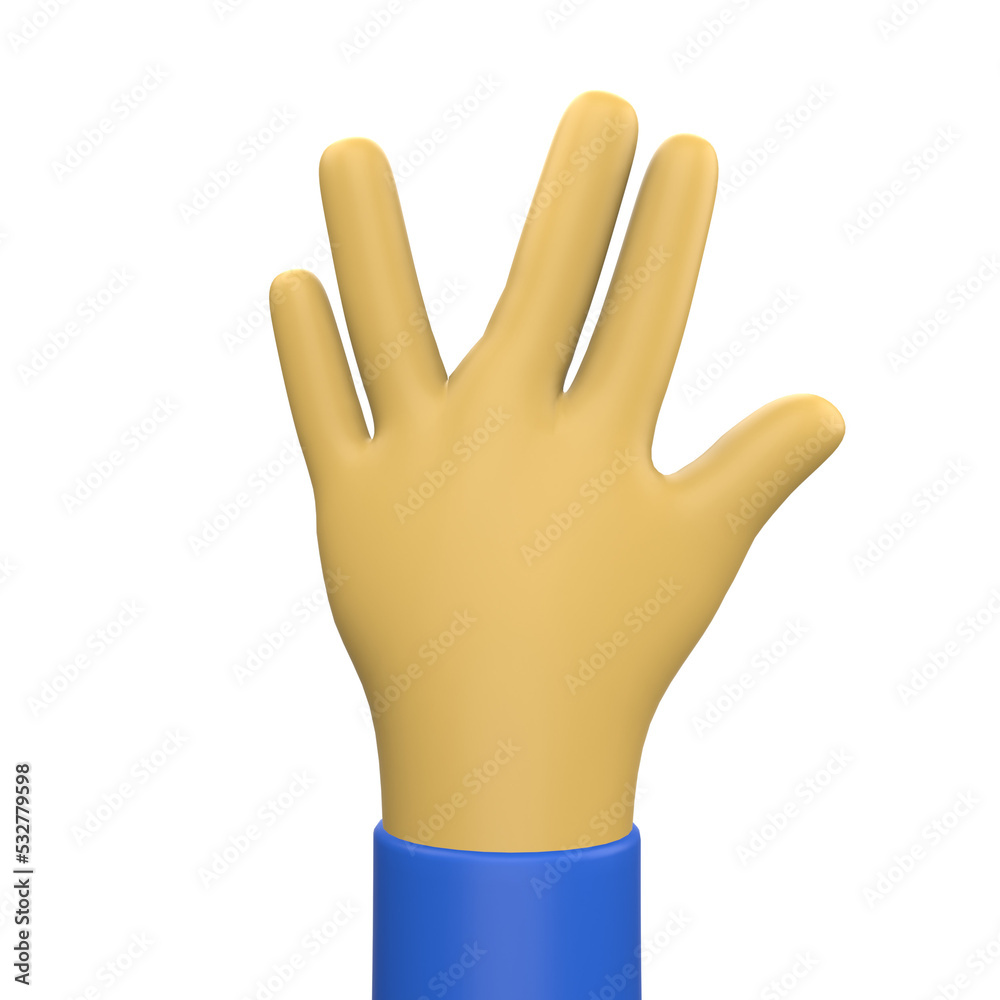 3D Illustration of hand sign emoticon on Transparent PNG Background. 3D ...