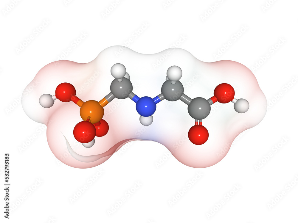 Structure of a glyphosate, active ingredient in weed killer products (i ...