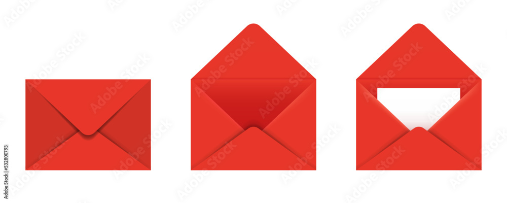 A set of red envelopes. Vector clipart isolated on white background ...