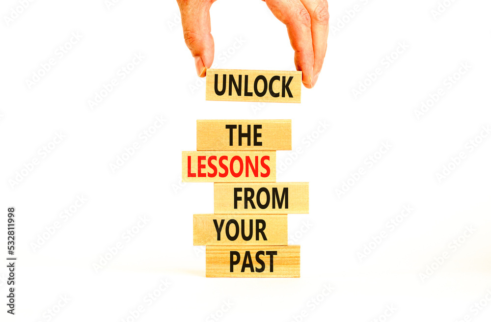 Foto stock di Lessons from your past symbol. Concept words Unlock the ...