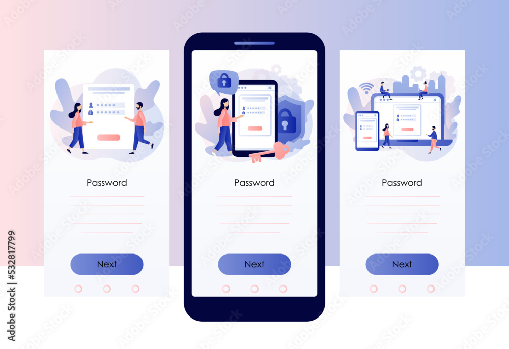 Account login and password. Cyber security, Data protection, online registration ...