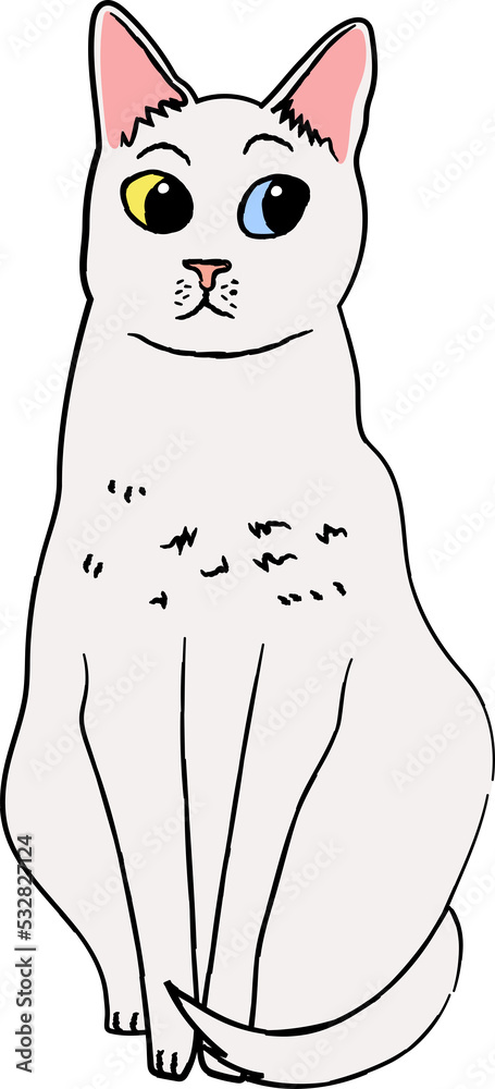 khao manee cat breed clipart animal cartoon Stock Illustration | Adobe ...