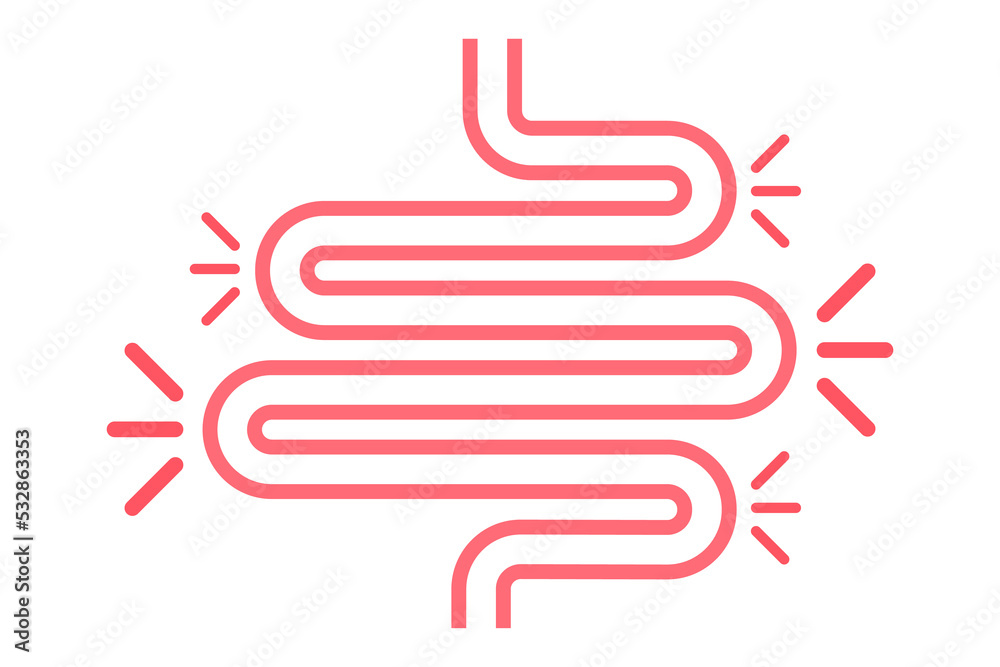 Colitis for medical design. Gastroenterology. Gut constipation icon ...