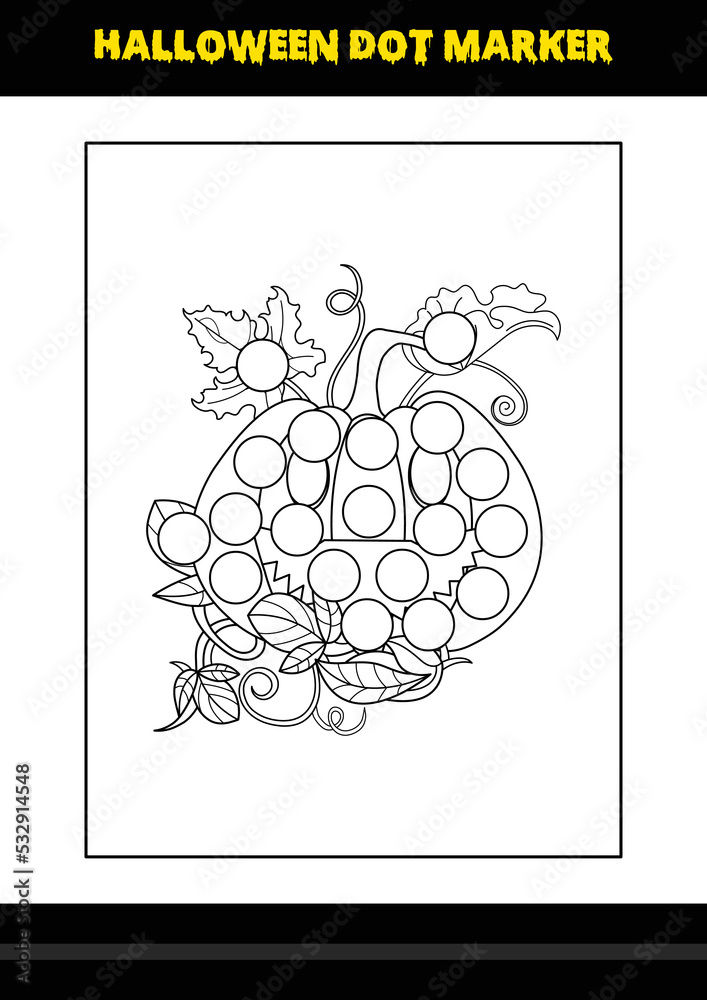 Halloween dot coloring page for kids. Line art coloring page design for ...