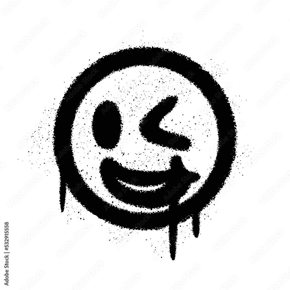 Graffiti Spray Paint Happy Emoticon Isolated Vector Illustration Stock ...