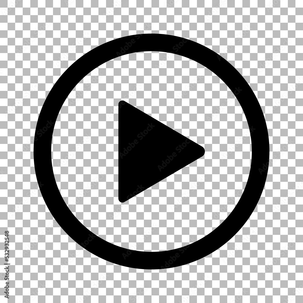 Video Play Button flat icon sign isolated on transparent background ...