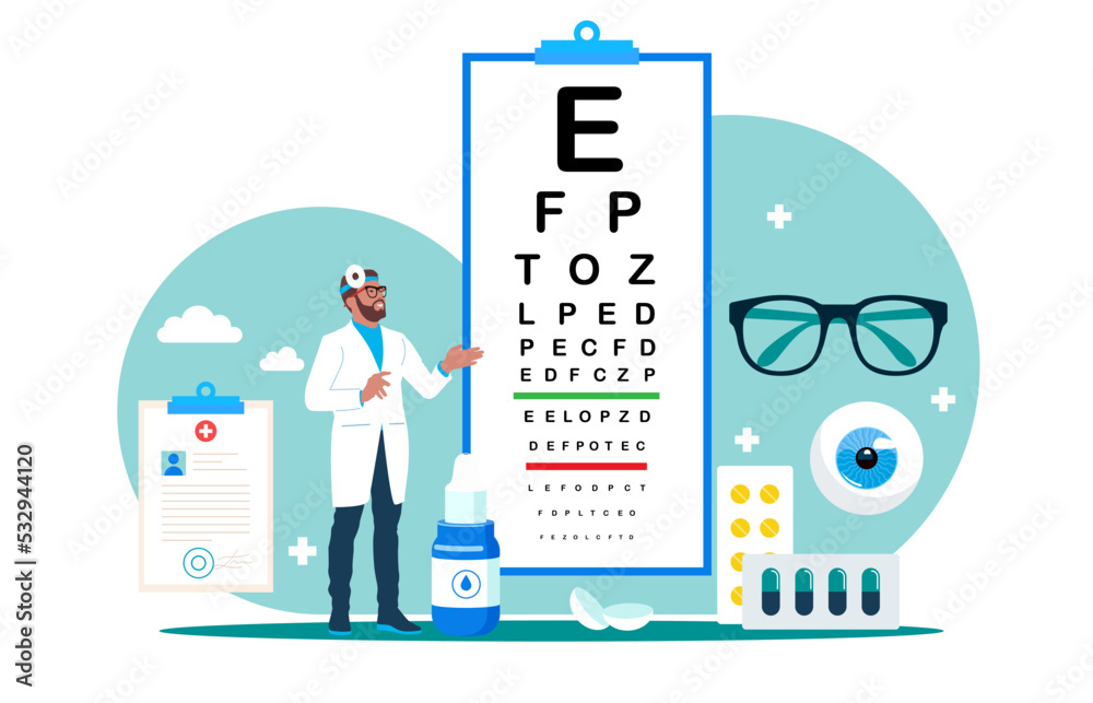 Ophthalmologist doctor eyesight check up. Eye test procedure and ...