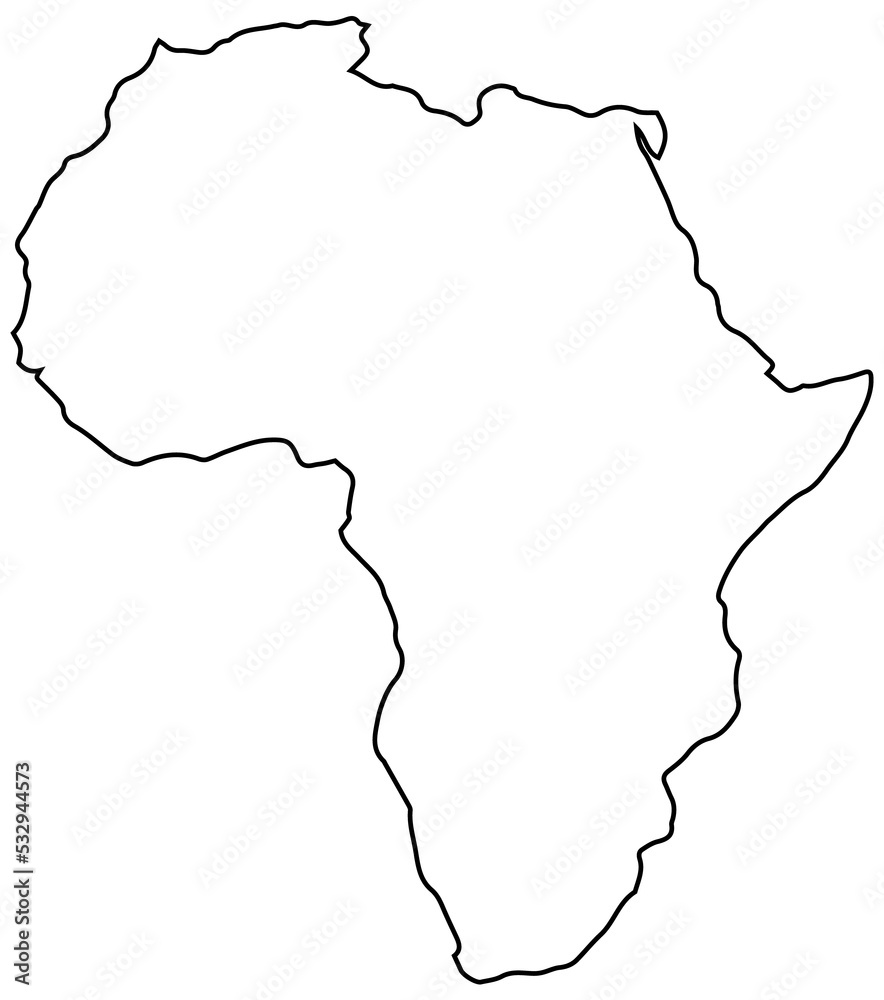 Africa continent outline map PNG image Stock Illustration | Adobe Stock