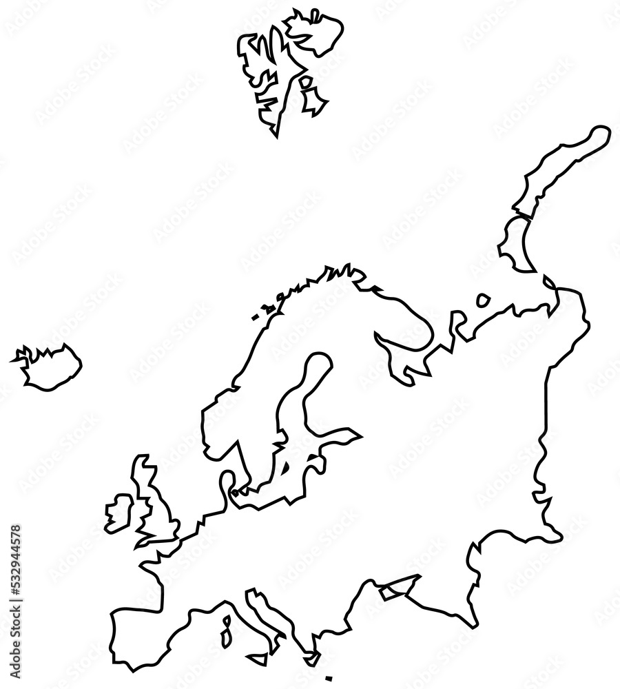 European continent outline map PNG image Stock Illustration | Adobe Stock