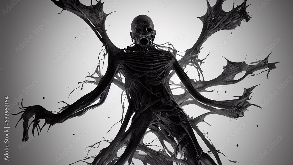 Scary horror background with a scary monster, mystic. Design. Dark ...