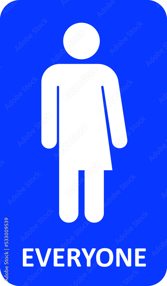 Gender neutral sign. Transgender restroom sign. Blue symbol isolated on ...