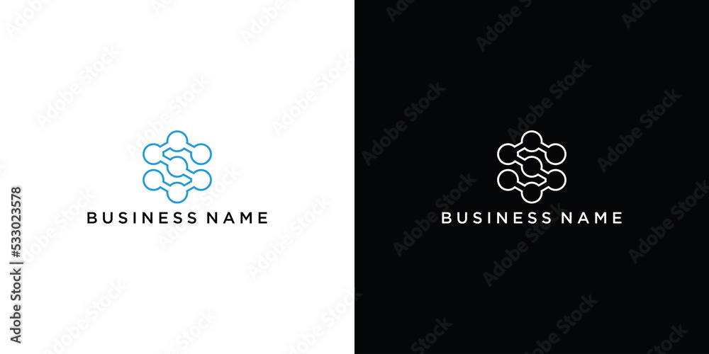 Abstract letter S logo with dot concept. Universal biotechnology ...