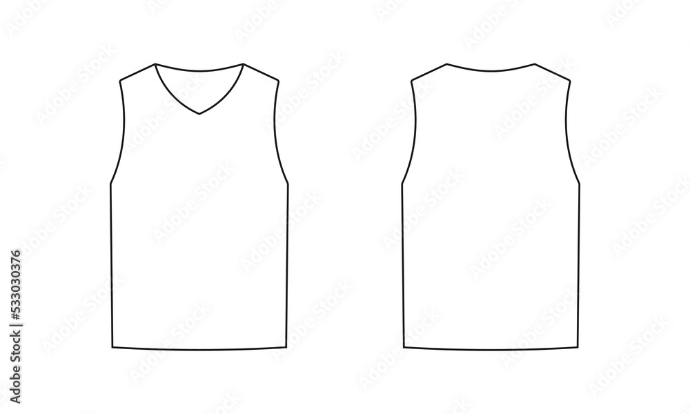 Sleeveless tshirt outline front and back view template. Sample outline ...